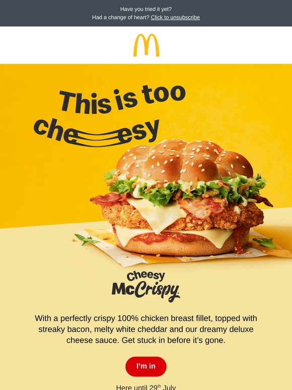 McDonald's: A moment for the Cheesy McCrispy® 🙌 | Milled