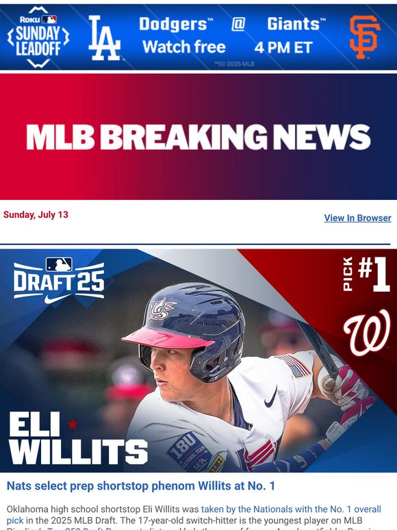 MLB: Nats take prep phenom Willits with No. 1 pick | Milled