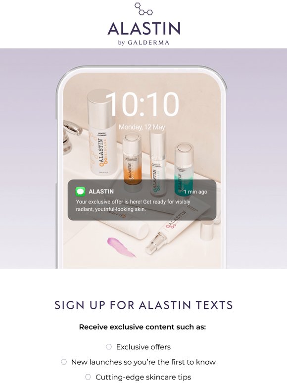 Alastin Skincare: Sign up for Text Alerts! | Milled