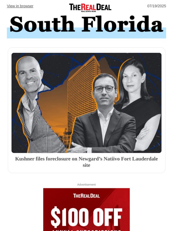 The Real Deal: Kushner files foreclosure on Fort Lauderdale site ...
