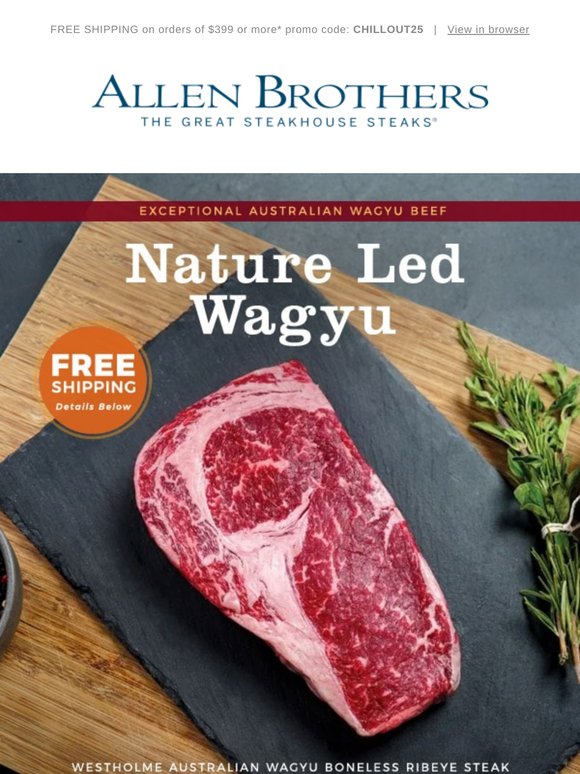 Allen Brothers: Thoughtfully Crafted Westholme Wagyu + FREE Shipping ...