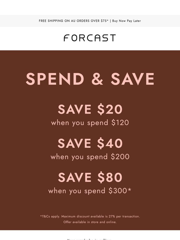 FORCAST: there, SPEND & SAVE STARTS NOW | Milled