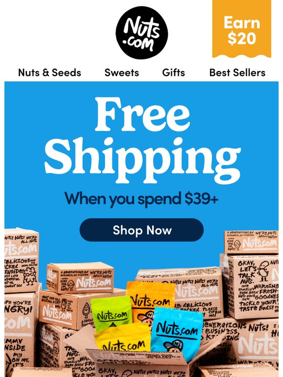 Nuts.com: Last chance to enjoy FREE Shipping! | Milled