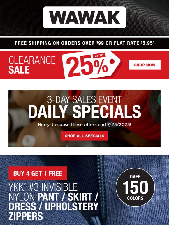 Wawak Sewing: Don't Wait! 3-Day SALES EVENT! Buy 4 Get 1 Free - YKK® #3 ...
