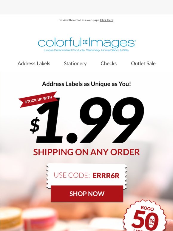 Colorful Images: Address labels as unique as you! Plus, $1.99 shipping ...
