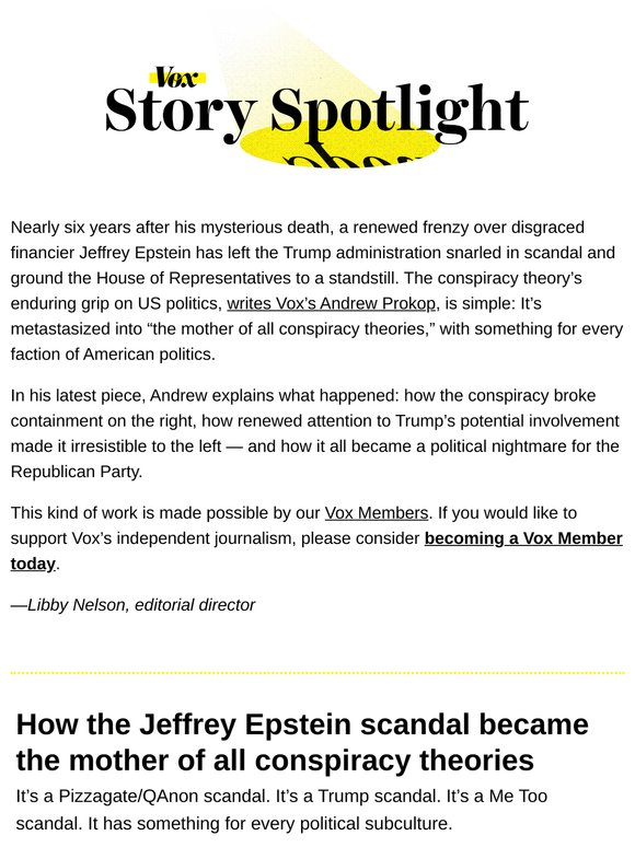 Vox: How the Epstein scandal became the mother of all conspiracy ...