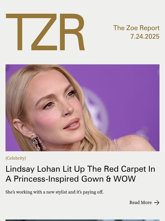 The Zoe Report: Lindsay Lohan Lit Up The Red Carpet In A Princess ...
