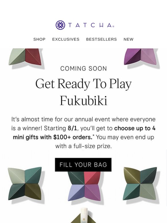 Tatcha: Save the date for Fukubiki! | Milled
