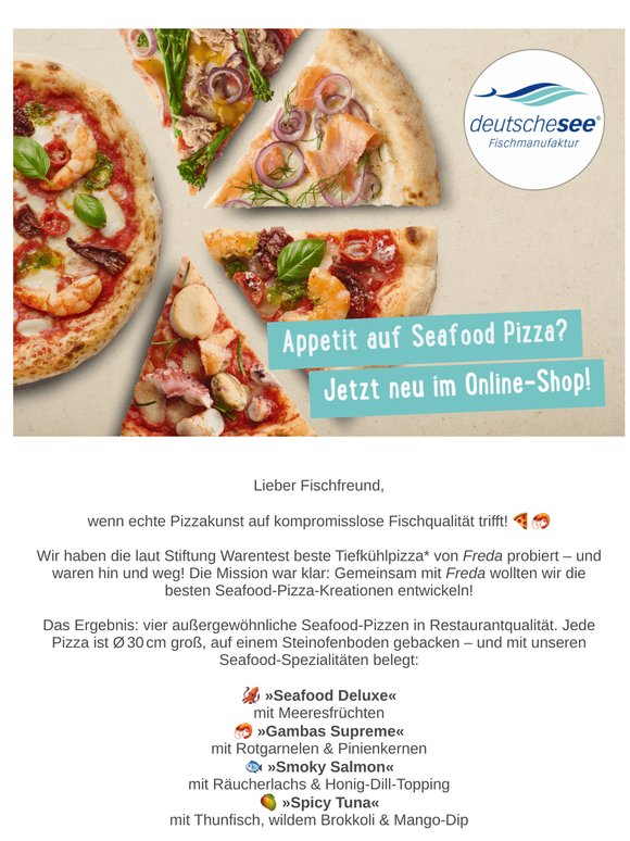 Deutsche See: 🍕🦐 Pizza trifft Seafood – jetzt neu im Online-Shop | Milled