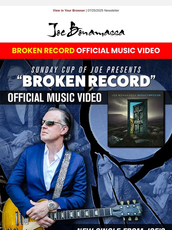 Joe Bonamassa: "Broken Record" - Official Music Video - Watch Now! | Milled