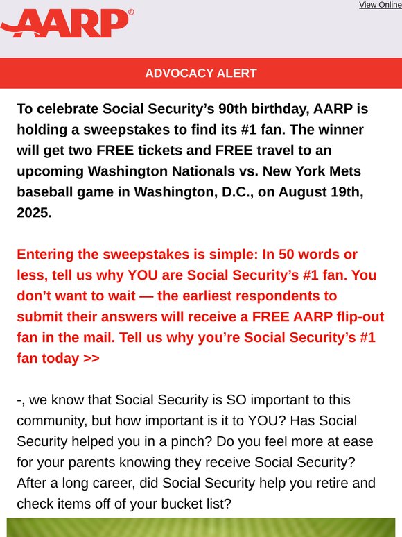 AARP: Enter our Social Security’s #1 fan sweepstakes | Milled