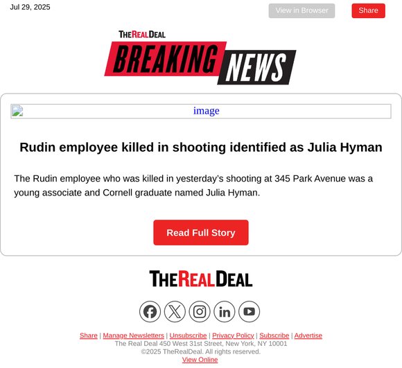The Real Deal: BREAKING: Rudin employee killed in Midtown shooting ...
