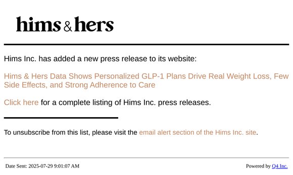 Hims: Hims Inc. - Hims & Hers Data Shows Personalized GLP-1 Plans Drive ...