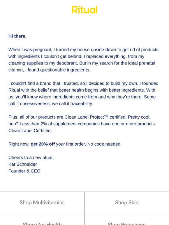 Ritual Email Newsletters: Shop Sales, Discounts, and Coupon Codes