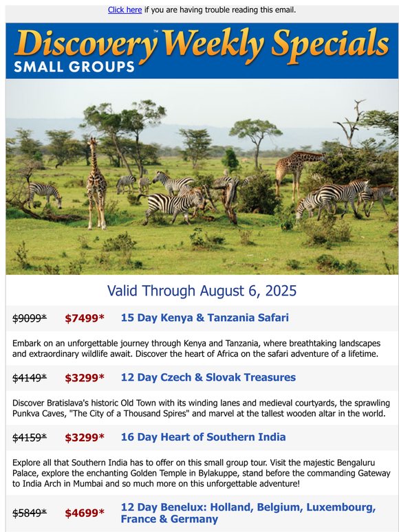Gate 1 Travel: Weekly Specials | Discovery Small Groups | Milled