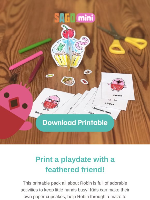 Sago Mini: Here’s a printable playdate with Robin! 🐦 | Milled