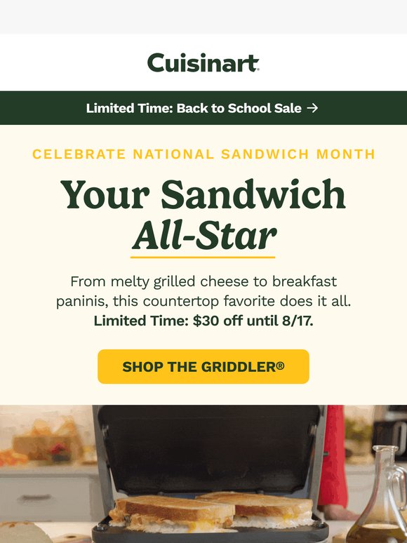 Cuisinart: The Griddler® is on sale for National Sandwich Month | Milled