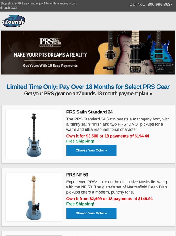 zZounds: Extended Payment Plans on Select PRS Gear | Milled