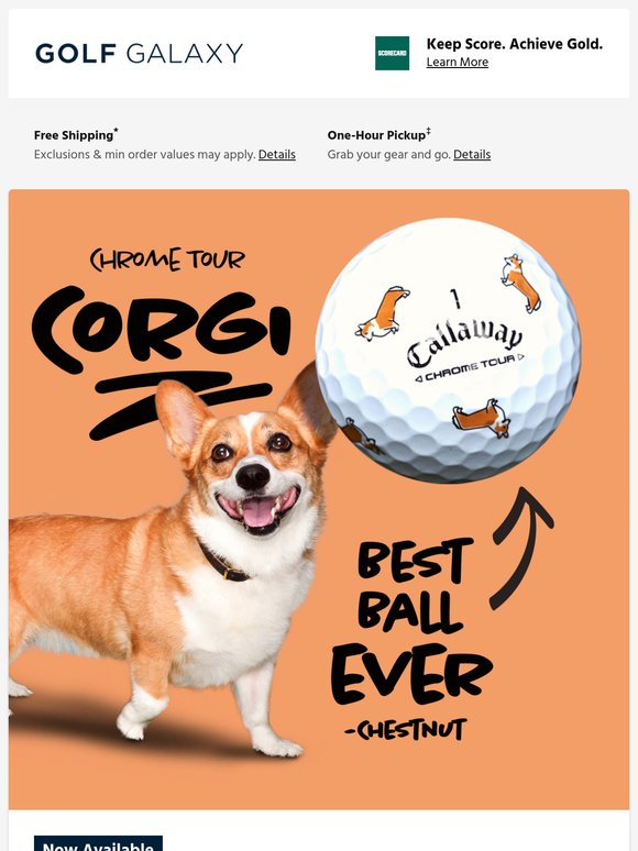 Golf Galaxy: Limited-Edition Callaway Chrome Tour Corgi golf balls | Milled