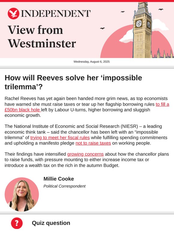 The Independent: How will Reeves solve her ‘impossible trilemma’? | Milled