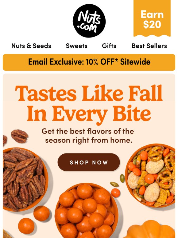 Nuts.com: Fall Flavors are here! 10% Off, Ends Tomorrow 🍁 | Milled