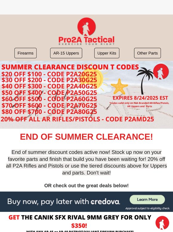 Pro2A Tactical: Summer Clearance Discount Codes! AR-15 Rifles, Pistols ...