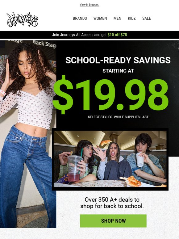 Journeys Email Newsletters: Shop Sales, Discounts, and Coupon Codes