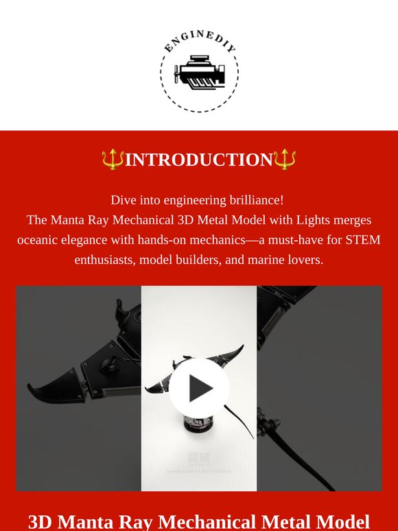 Enginediy: 🔱Build & Glow: Mechanical Manta Ray Model | Milled