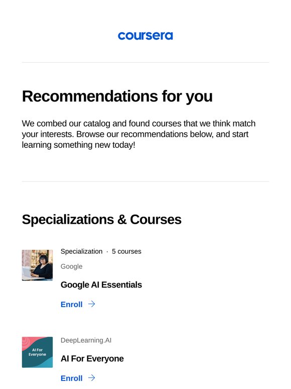Coursera: Recommended: Google AI Essentials | Milled