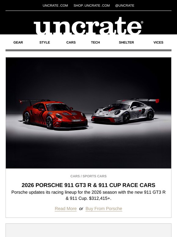 Uncrate: 2026 Porsche 911 GT3 R & 911 Cup Race Cars & more | Milled
