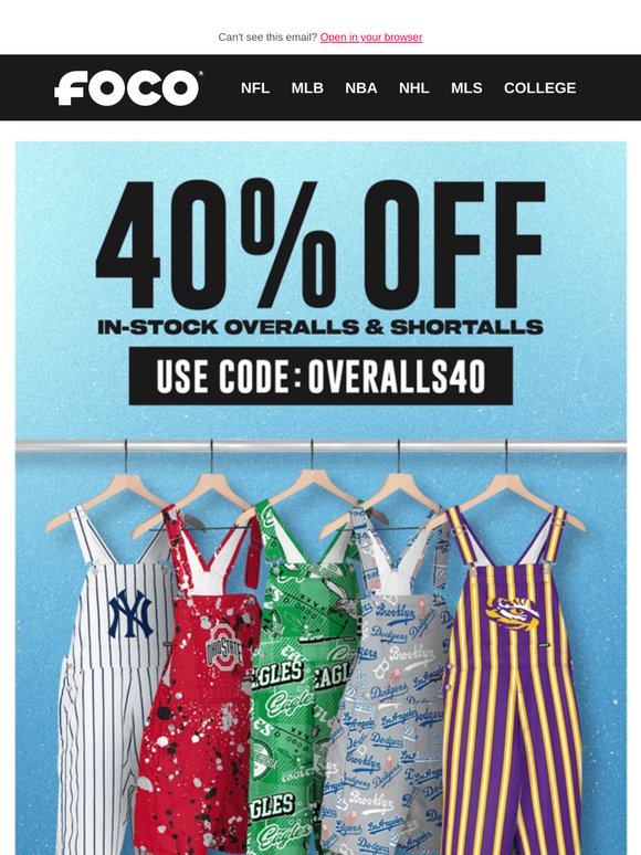 FOCO: Save 40% OFF In-Stock Overalls & Shortalls! 🤑 | Milled