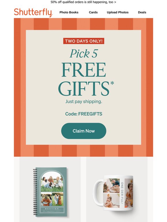 Shutterfly: Free gifts are back! Pick FIVE of 20 fabulous options | Milled
