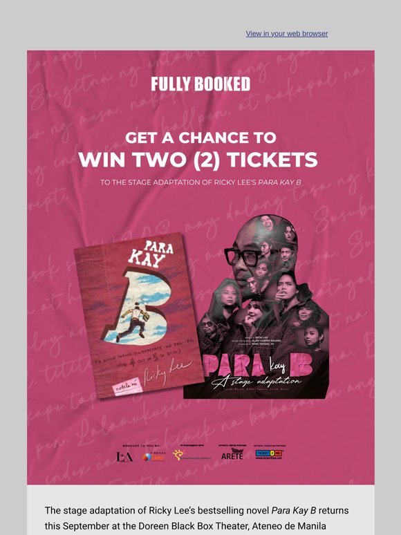 Fully Booked: Para Kay B is Back on Stage This September | Milled