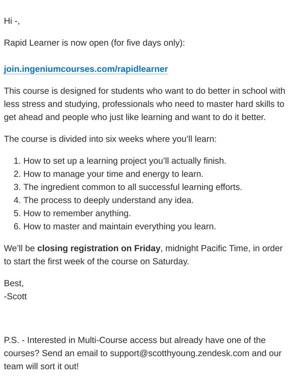 Scott Young: Rapid Learner is now open | Milled