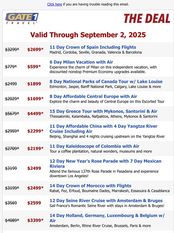 Gate 1 Travel: The Deal from Gate 1 Travel | Milled