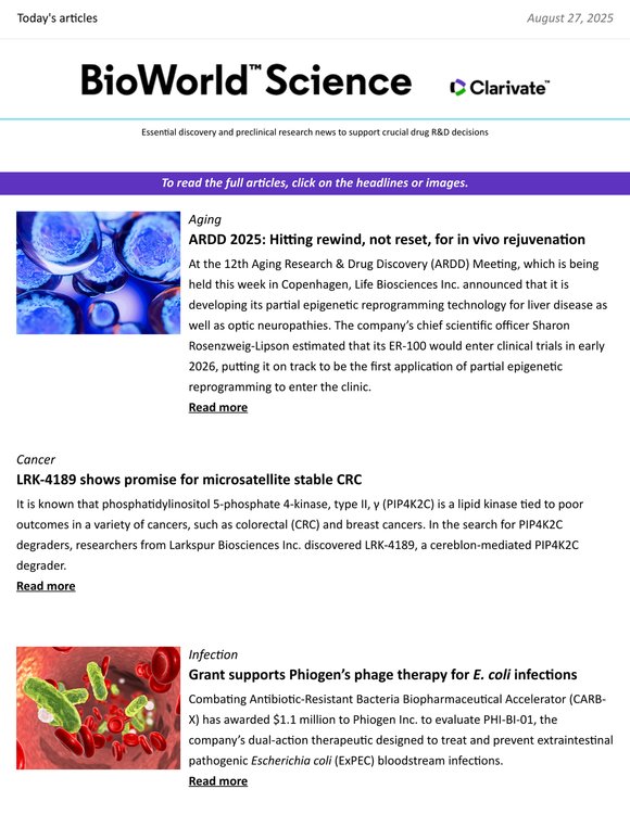 BioWorld: Full edition: Partial epigenetic reprogramming at ARDD 2025 ...