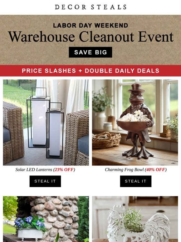 Decor Steals: Our warehouse called... it's too full. What does that ...