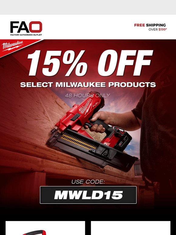 Factory Authorized Outlet: 🚨 15% OFF Select Milwaukee — 48Hrs Only ...