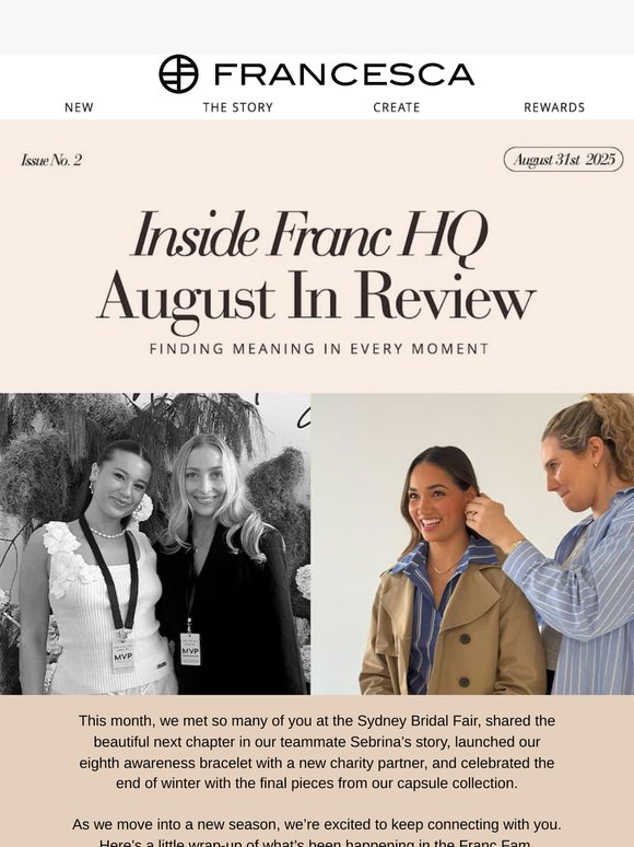 Francesca Collections: Inside Franc HQ: August in Review 💌 | Milled