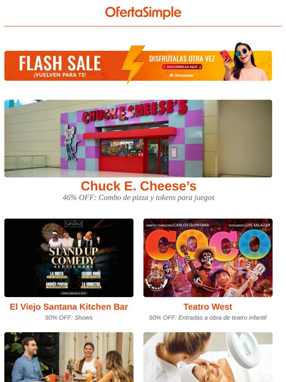 OfertaSimple: Chuck E. Cheese’s / El Viejo Santana Kitchen Bar / Teatro ...