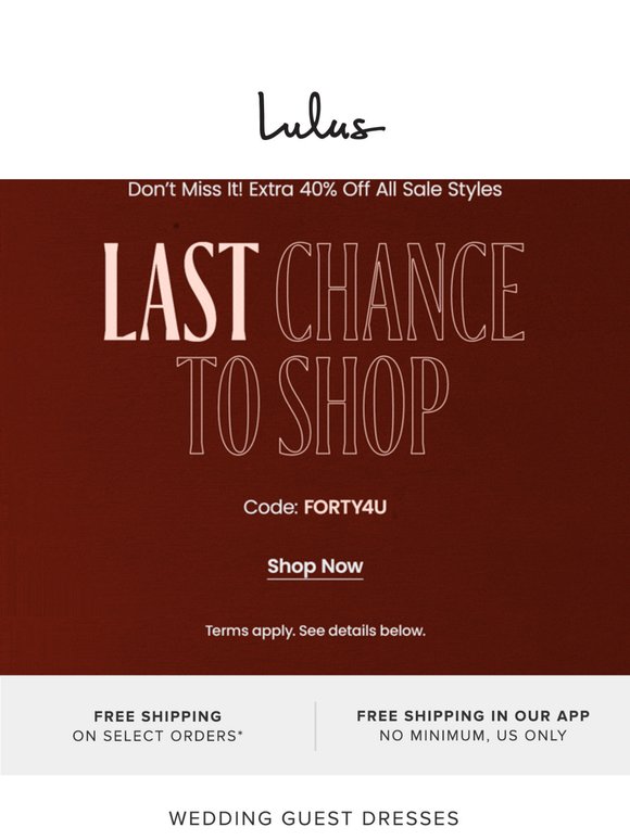 Lulus: 40% off sale items is almost gone, you know what to do | Milled