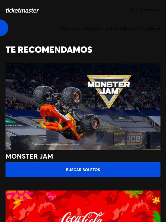 Ticketmaster: Monster Jam, Coca-Cola Flow Fest 2025 y mucho más! | Milled