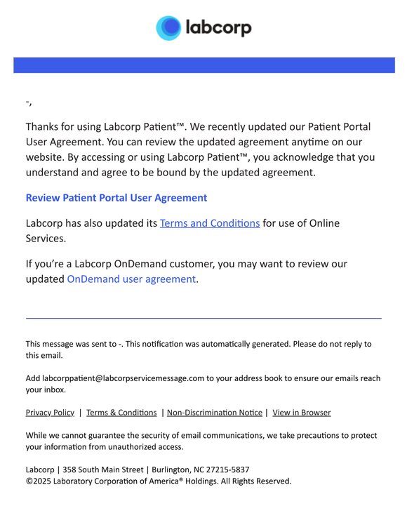 Labcorp: Changes to our Patient Portal User Agreement | Milled