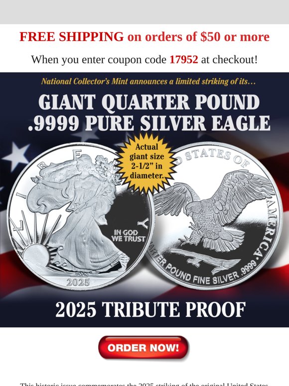 National Collector's Mint: Free Shipping! ★ 2025 Giant Quarter Pound ...
