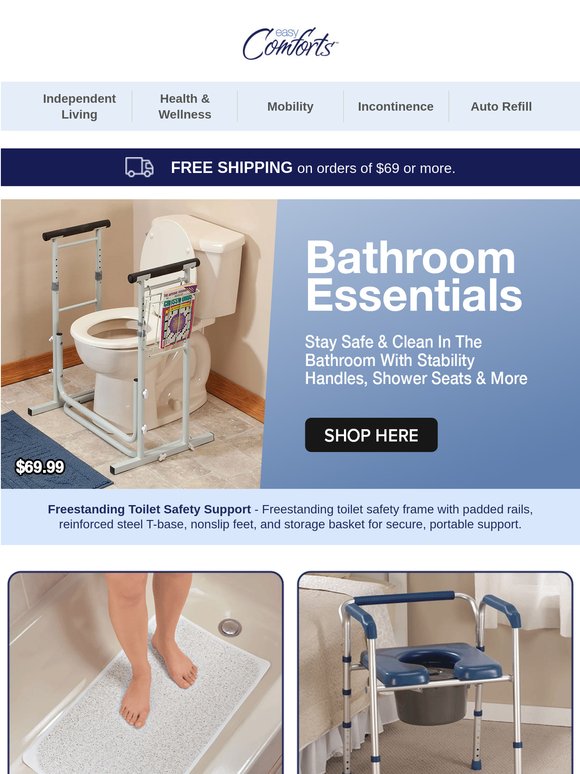 Easy Comforts: Safety First → Bathroom Comfort Essentials | Milled