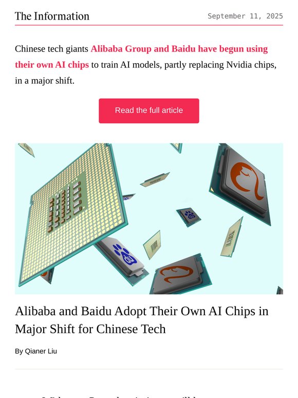 The Information: Alibaba and Baidu Adopt Their Own AI Chips in Major ...