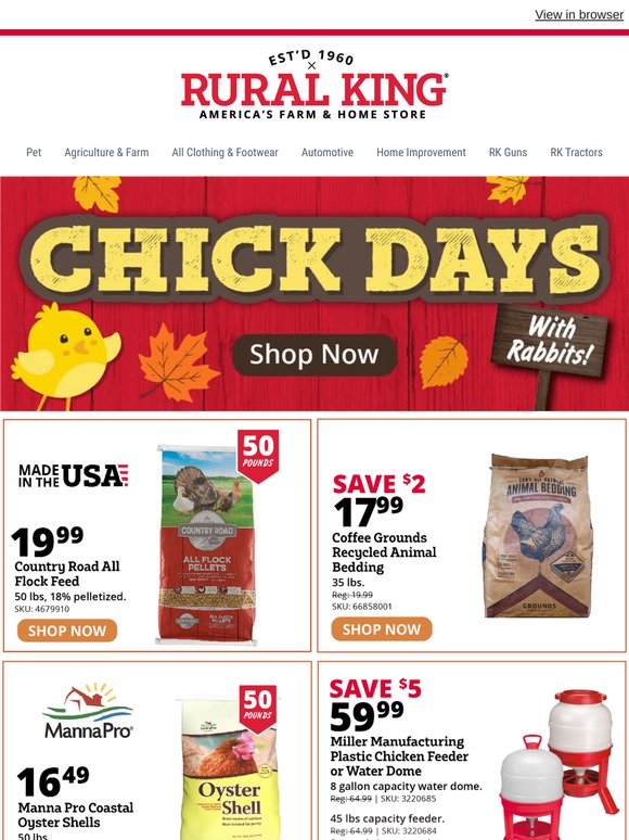Rural King: Flock-Friendly Picks: Chick Days Specials! | Milled