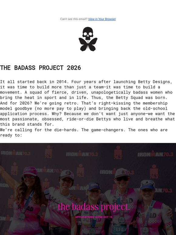 Betty Designs: Apply For The 2026 Betty Squad Racing Team | Milled