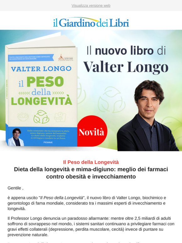 Il Giardino dei Libri: Prof. Valter Longo: vivere a lungo senza farmaci ...