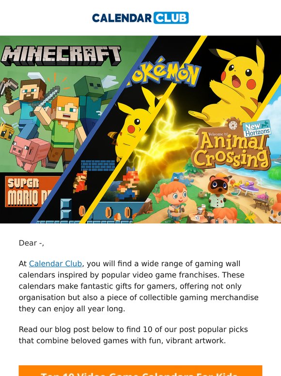 Calendars: Top 10 Video Game Calendars For Kids | Milled
